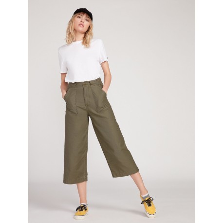 Pants Woman VOLCOM Army Whaler Wide leg army Green Combo - Breizh Rider